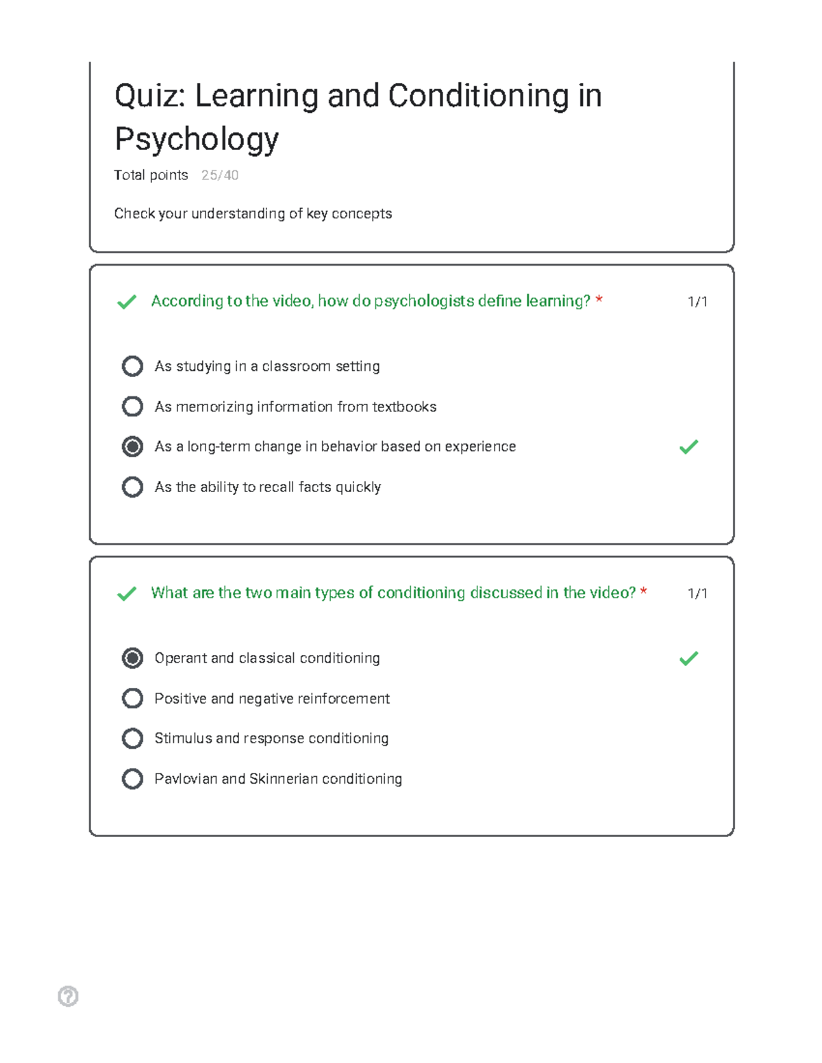 Quiz: Learning and Conditioning in Psychology Concepts and Applications ...
