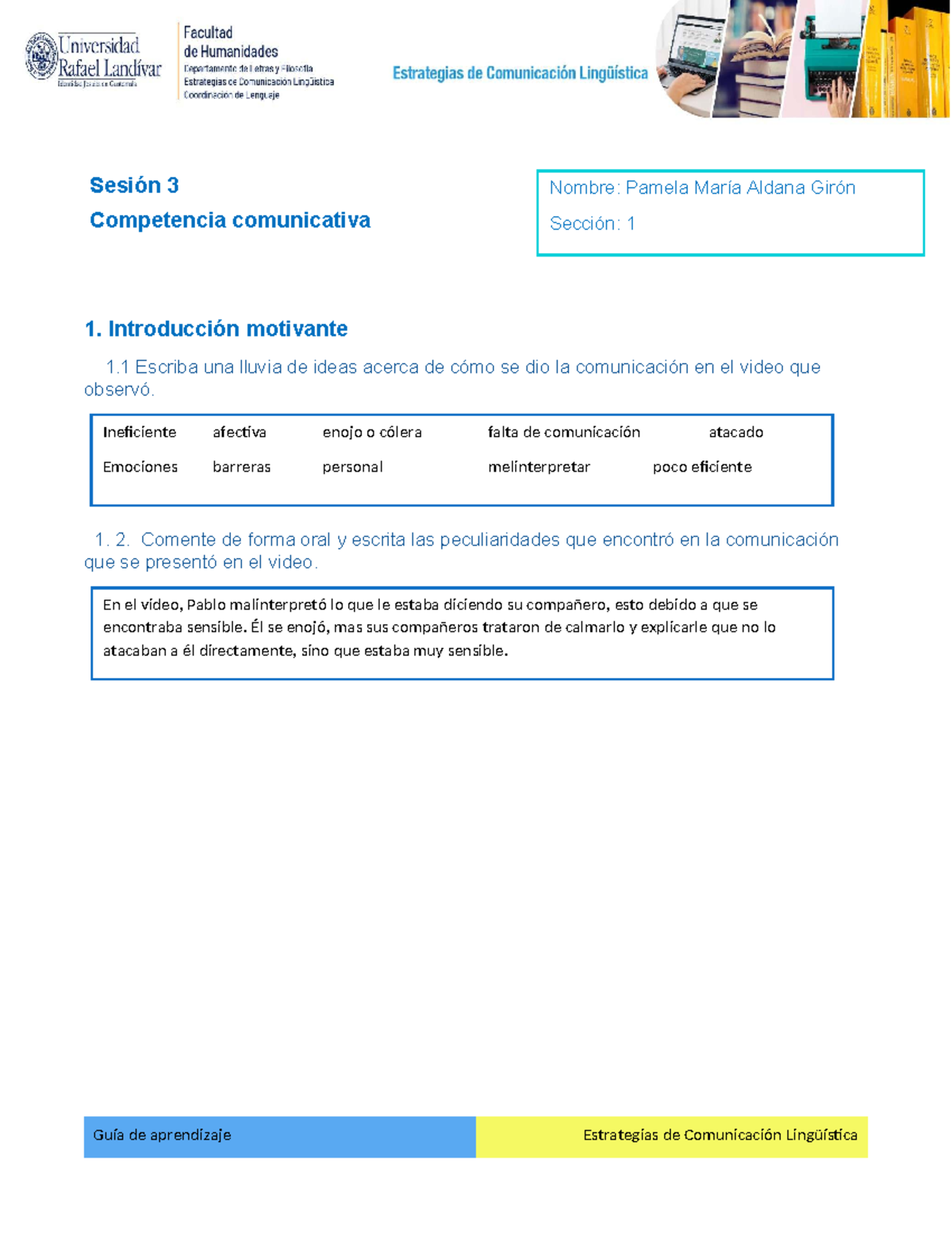 Guía de Aprendizaje: Estrategias de Comunicación Lingüística - Sesión 3 ...