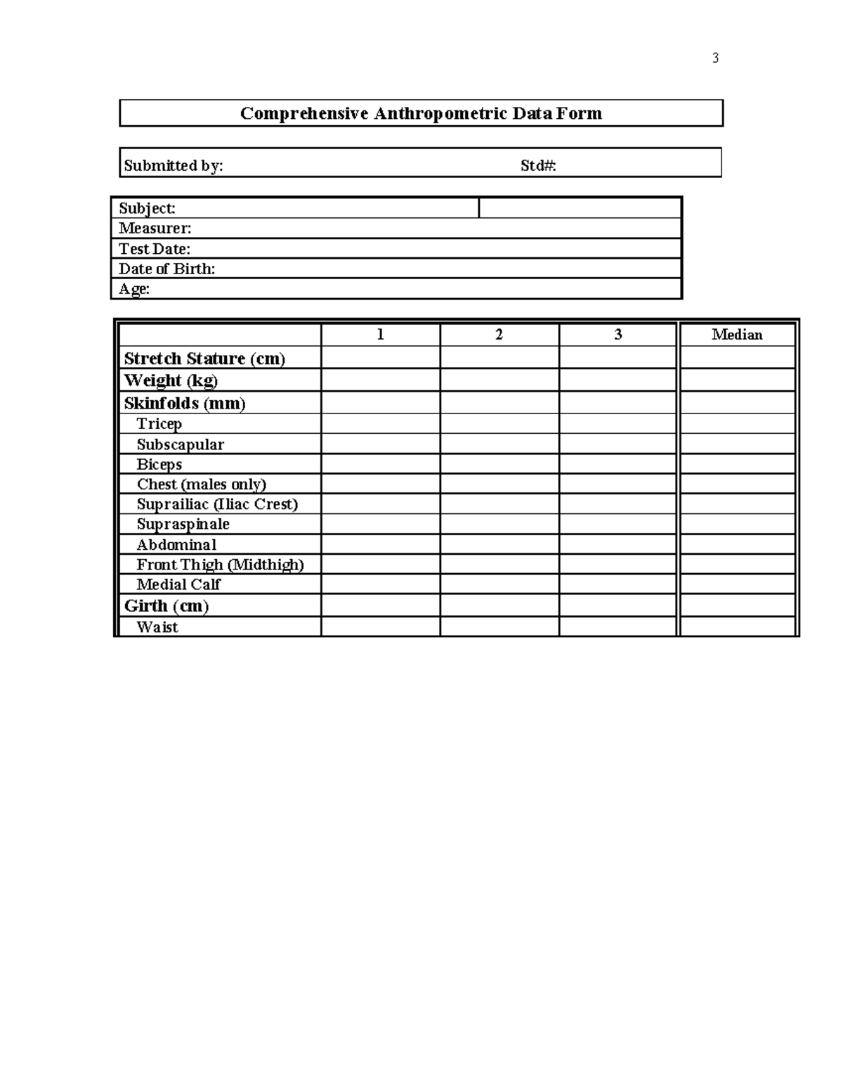 Lab 2 - Comprehensive Anthropometric Data Collection - Studocu