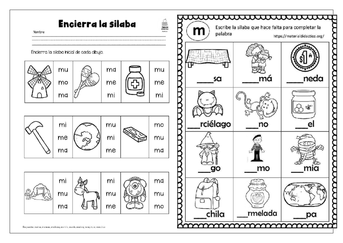 La M 2 - Actividades de Silabas y Lectoescritura - Studocu