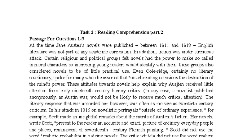 TOEFL Reading Comprehension: Task 2 - Passage Analysis and Questions ...