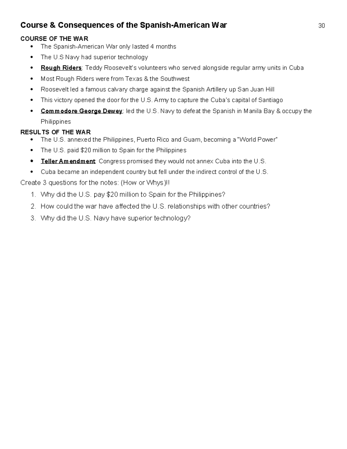 Spanish-American War: Course, Consequences & Key Questions (HIST101 ...