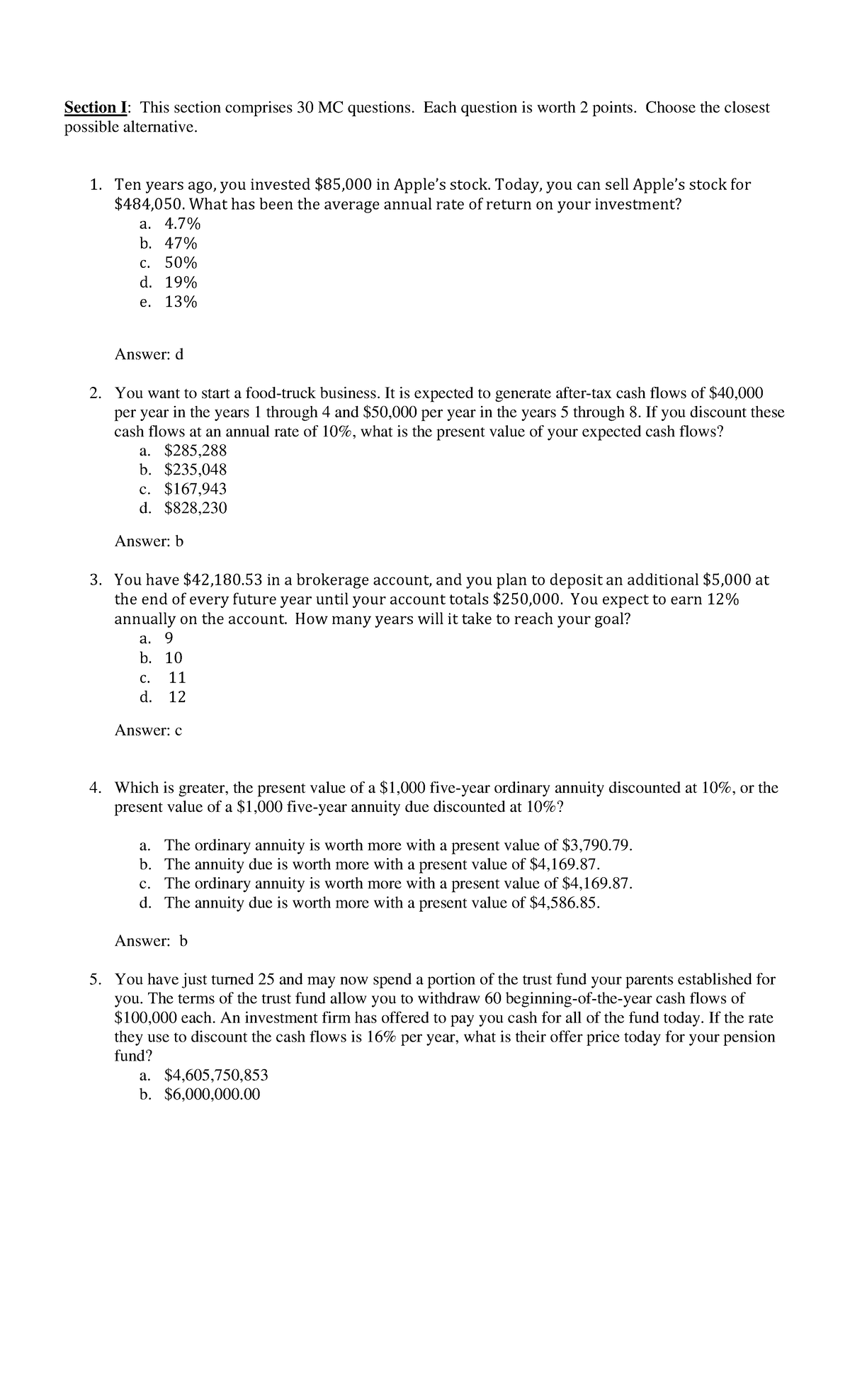 FIN 301: Midterm Exam Review - 30 MC Questions with Answers - Studocu