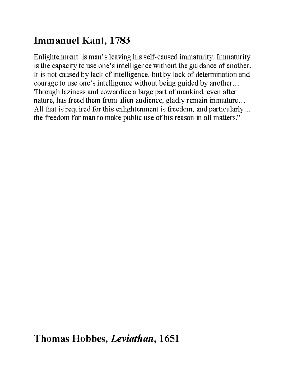 Enlightenment Thinkers DBQ: Kant, Hobbes, Locke, Montesquieu, Voltaire ...