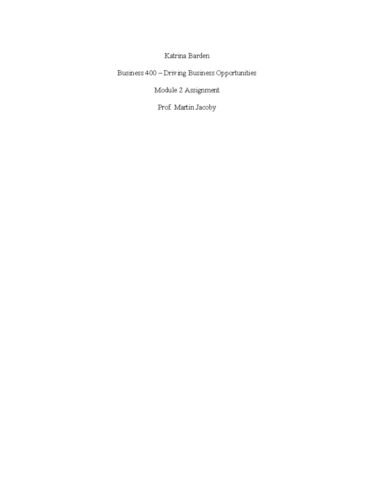 BUS 400 Module 2 Assignment: Eco-Packaging Initiative Strategy - Studocu