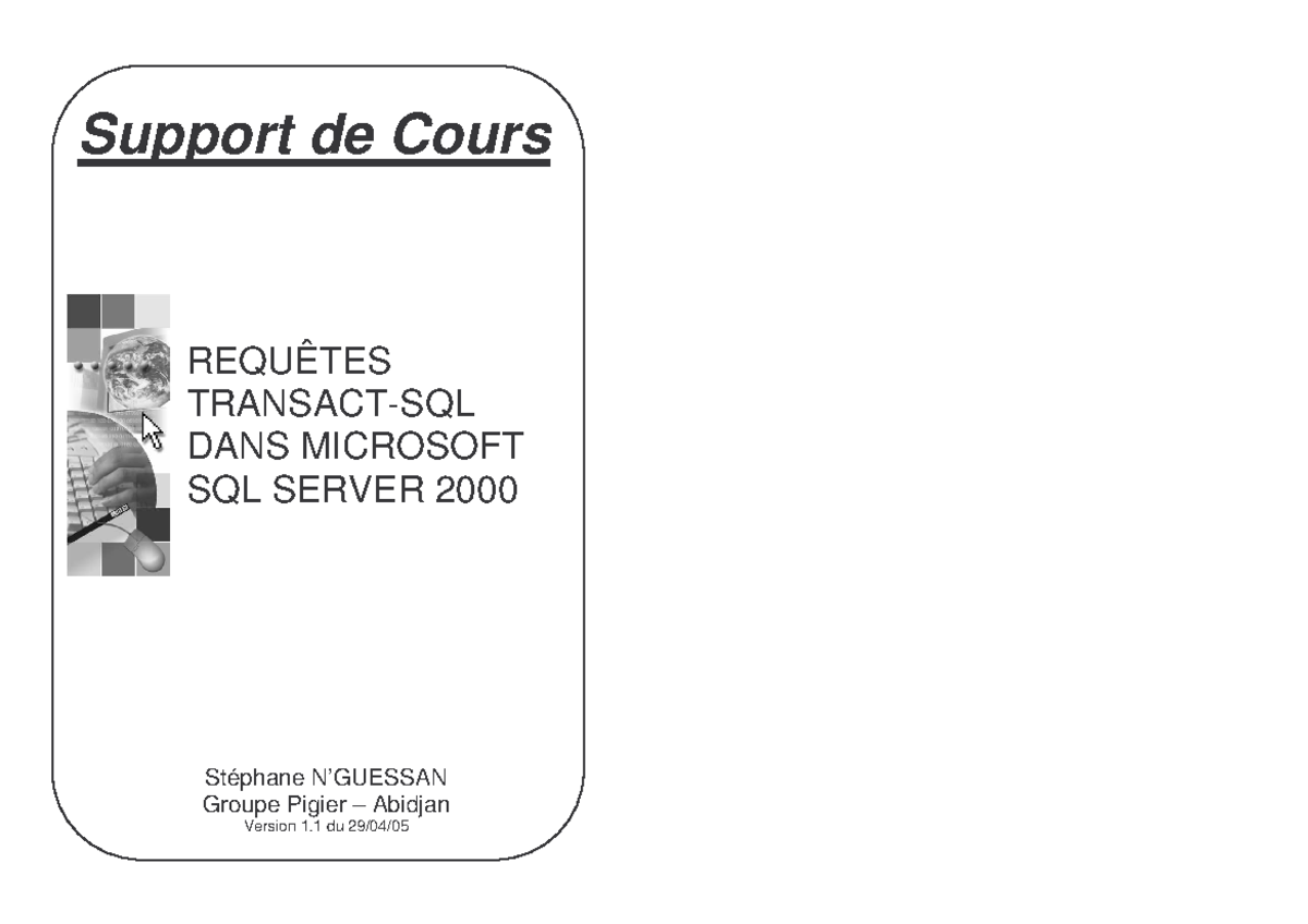 Support de Cours TSQL : Requêtes dans Microsoft SQL Server (Pigier ...
