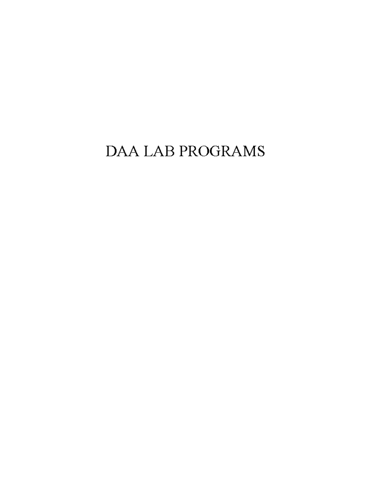 DAA Lab Programs and Algorithms Overview BCS553 - Studocu