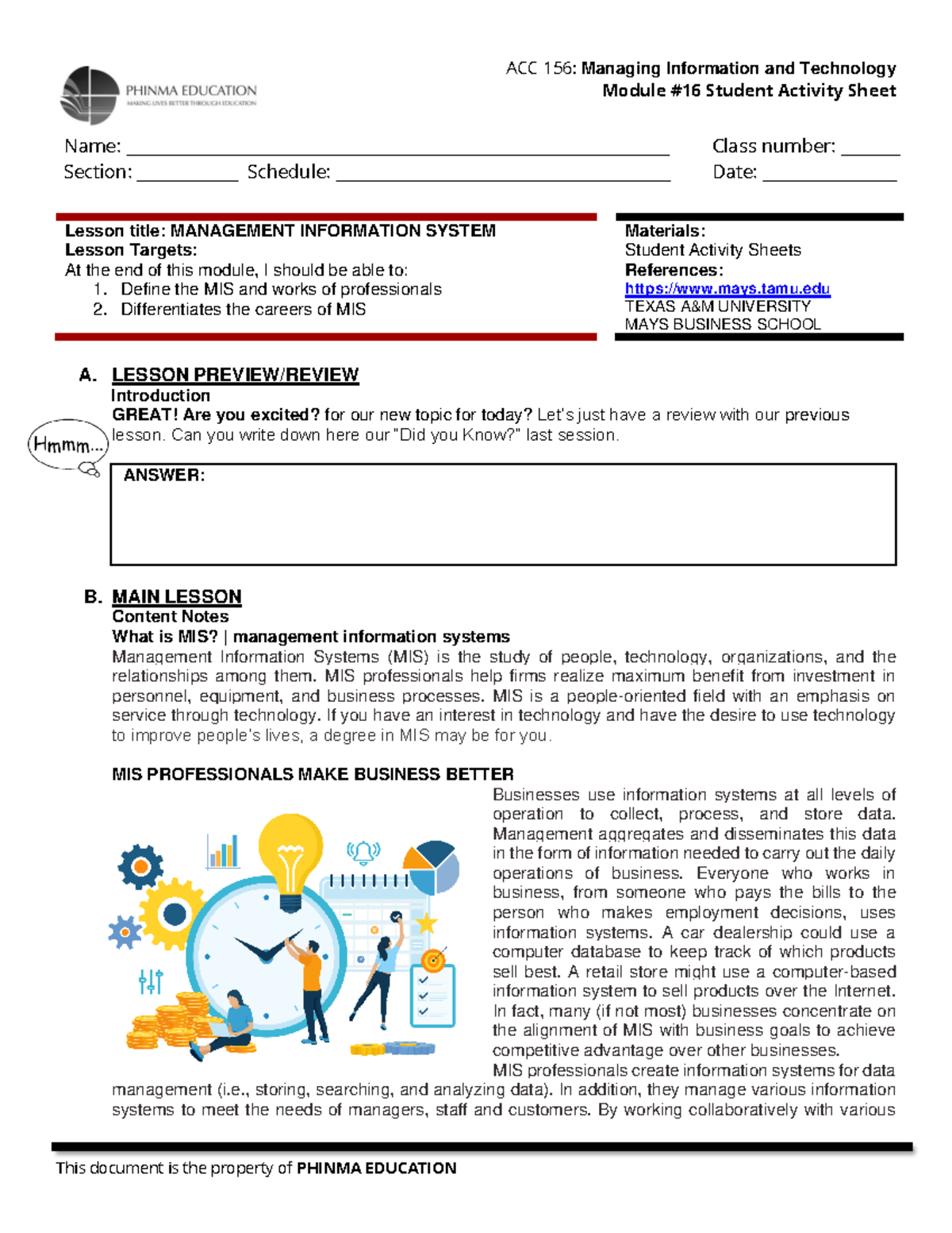 ACC 156 Module 16 - asdsad - Module # 16 Student Activity Sheet Name ...