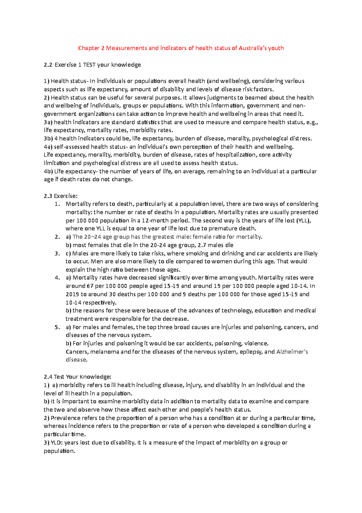 Chapter 2 Questions Health Human Development Aos1 Notes Studocu