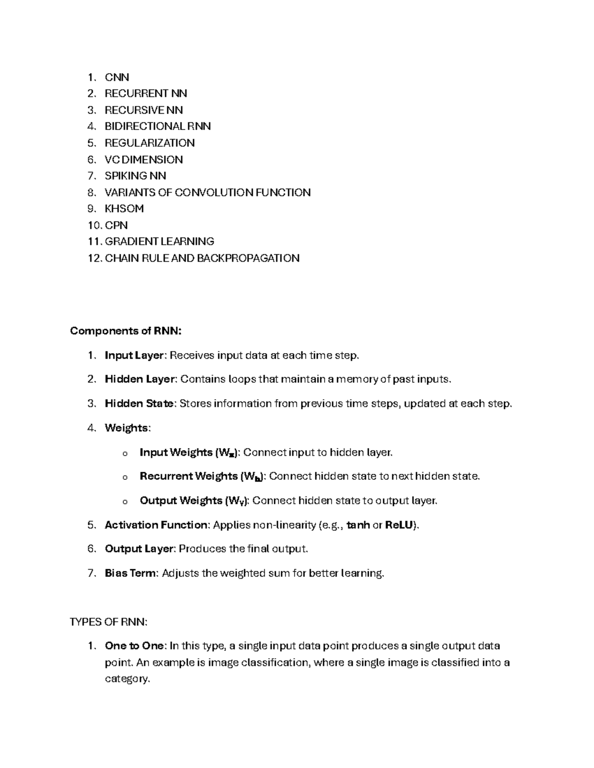 Unit 3: CNN, RNN, RecNN, and Their Applications in Neural Networks ...