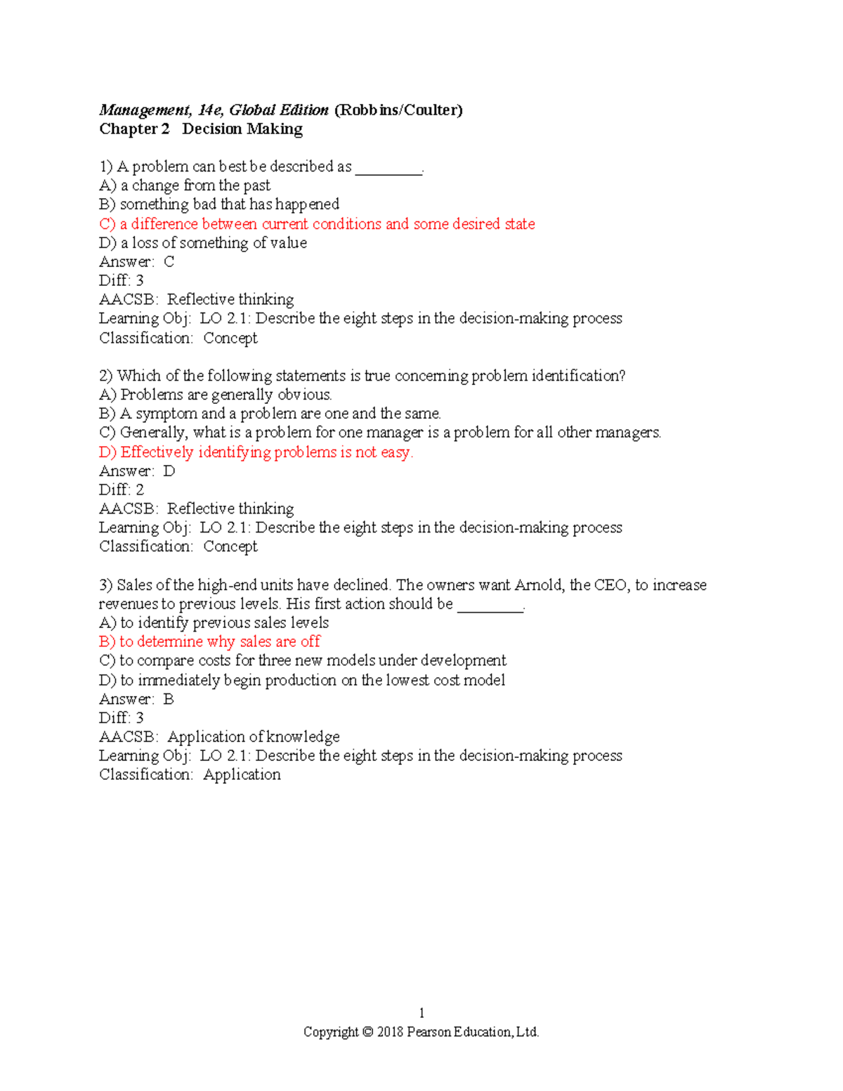 Chapter 2 - Decision Making Test Bank (Management 14e) - Studocu