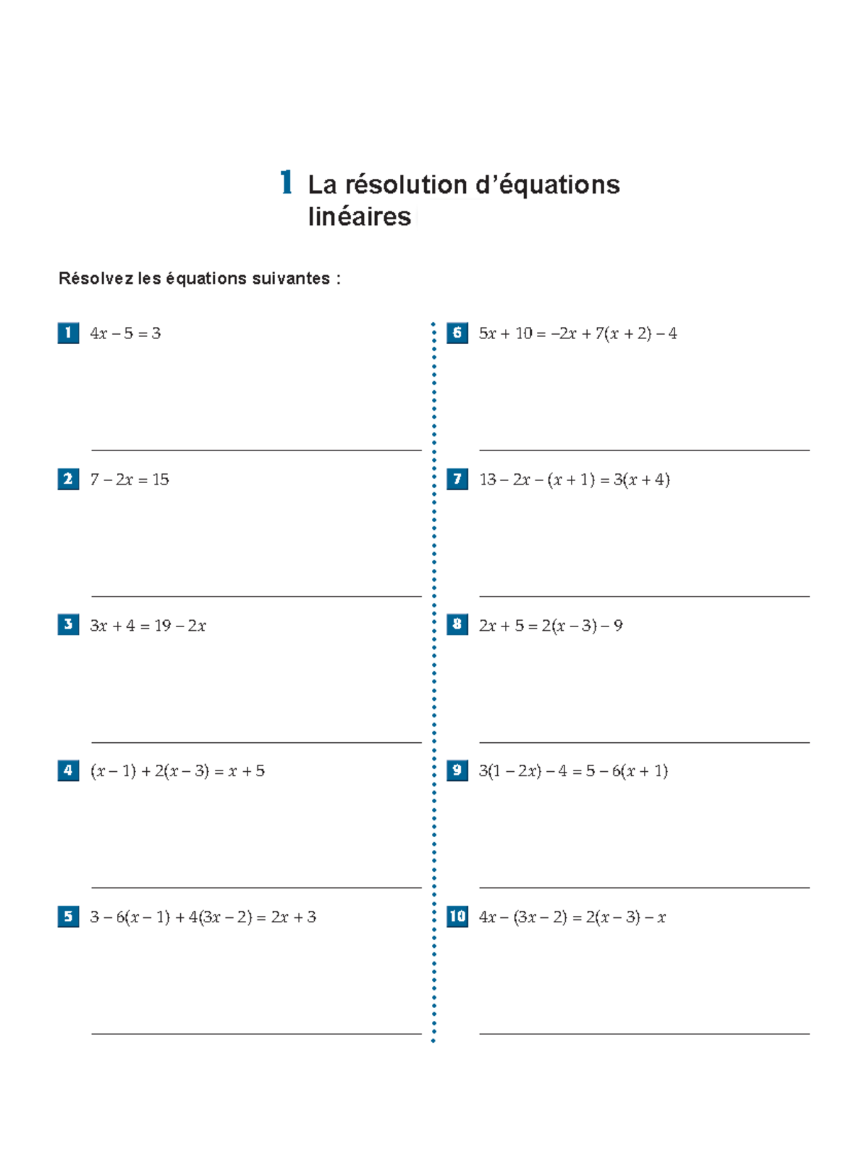 Pratique de Math SN - Chapitre 4: Résolution d'Équations Linéaires ...