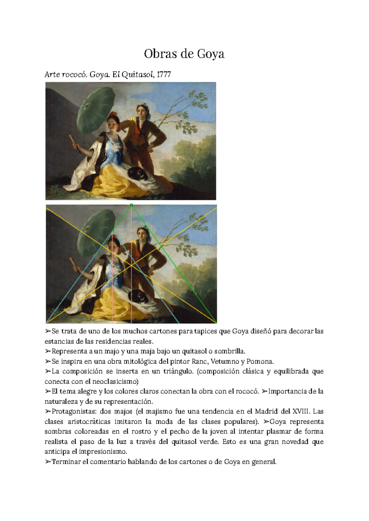 Obras de Goya: Análisis del Arte Rococó y Neoclásico - Studocu