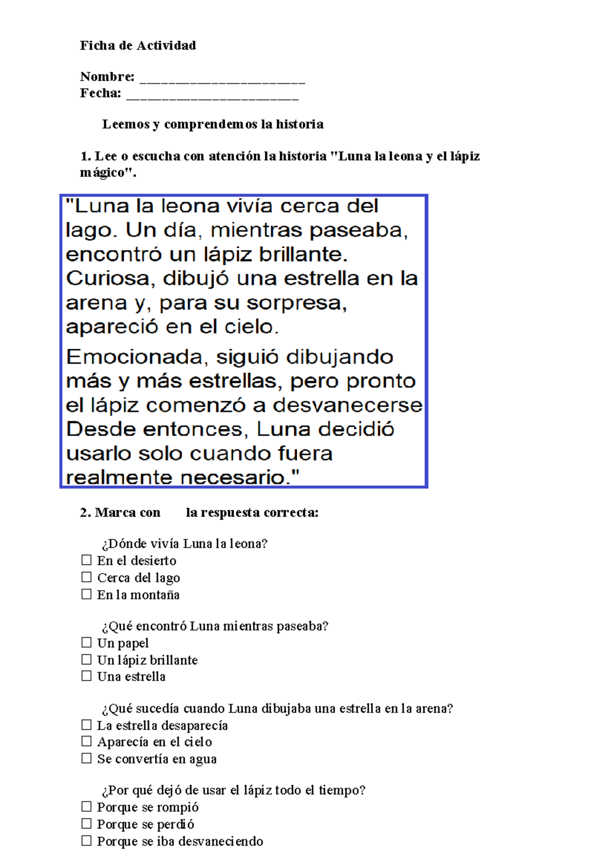 Ficha de Actividad: Aprendo a Leer con la Letra L - 1er Grado - Studocu