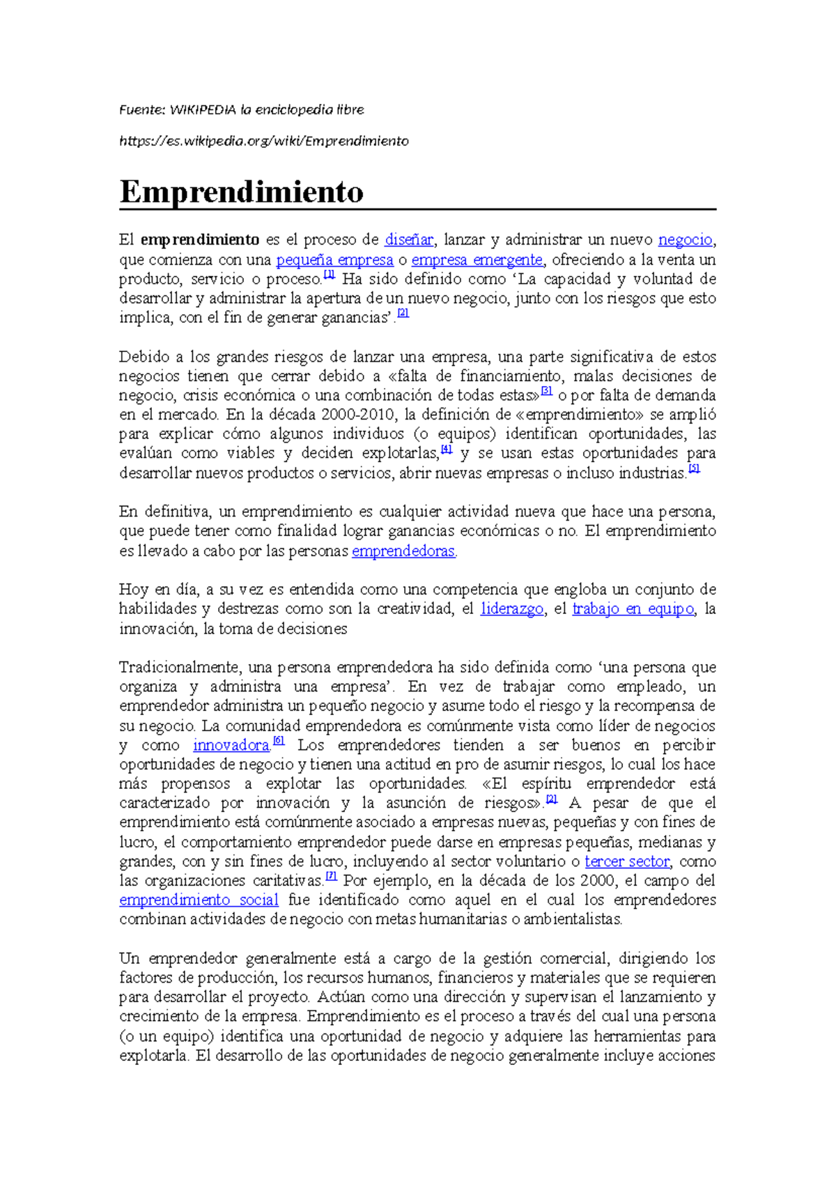 Emprendimiento: Definición, Tipos y Estrategias (Curso: EMPR 101) - Studocu