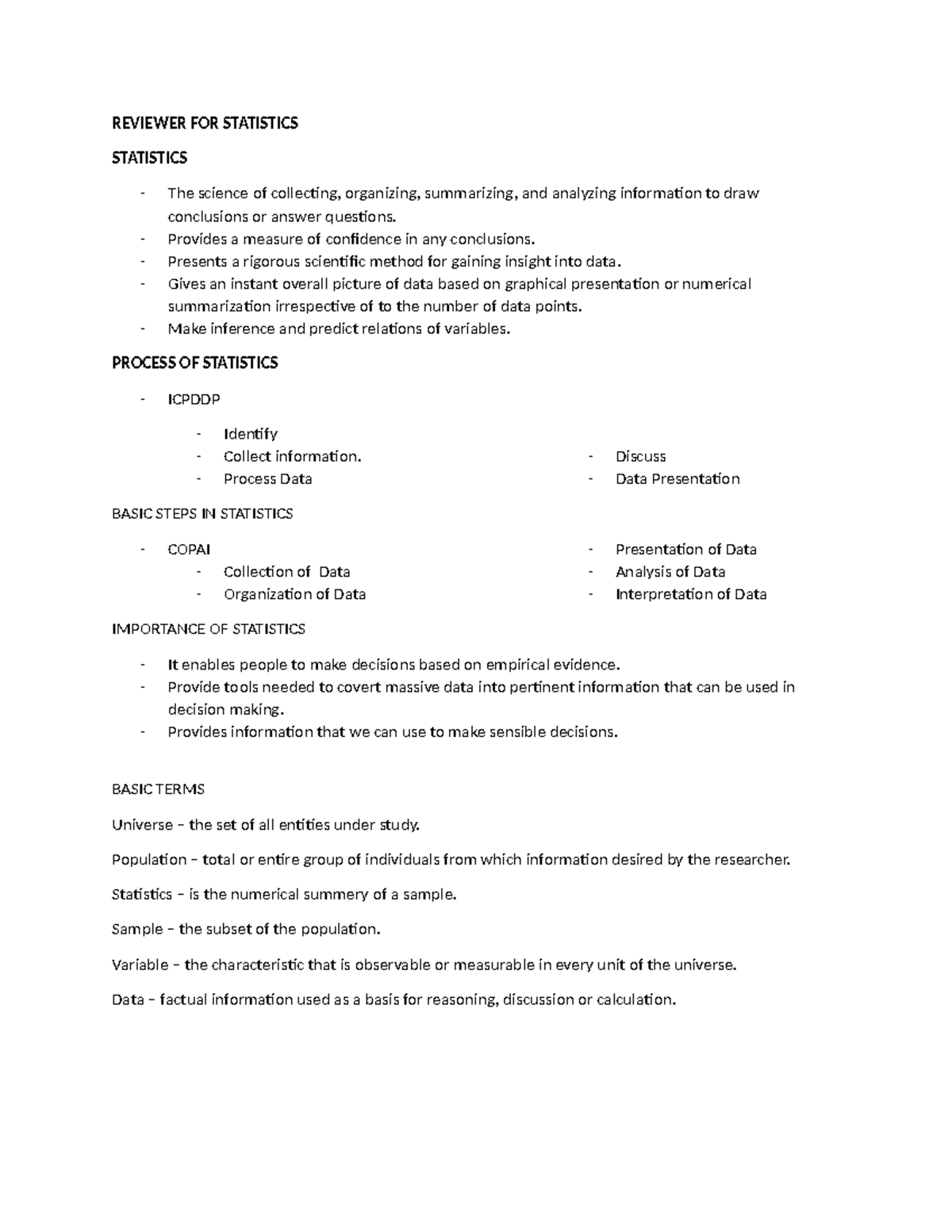 Statistics Review Guide: Key Concepts and Methodologies - Studocu
