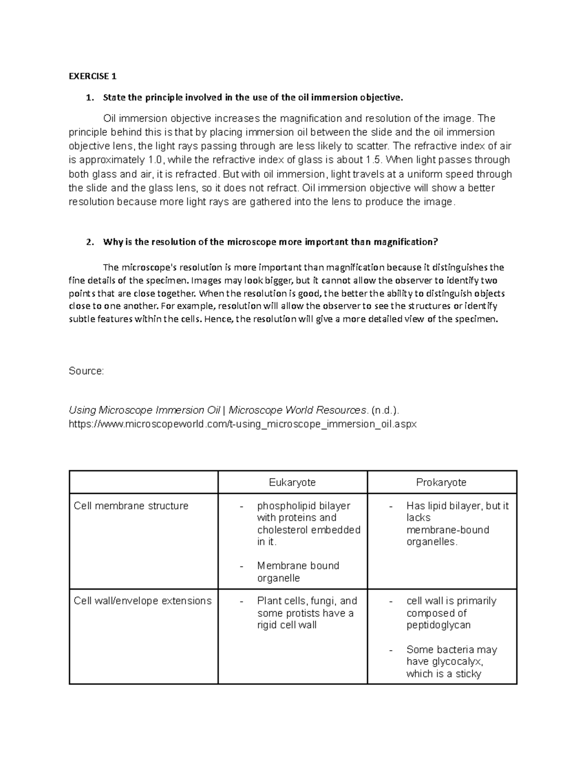 Microscopy - EXERCISE 1 State the principle involved in the use of the ...