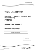 PYC3703 - Unisa - Cognition: Thinking, Memory and Problem Solving - Studocu