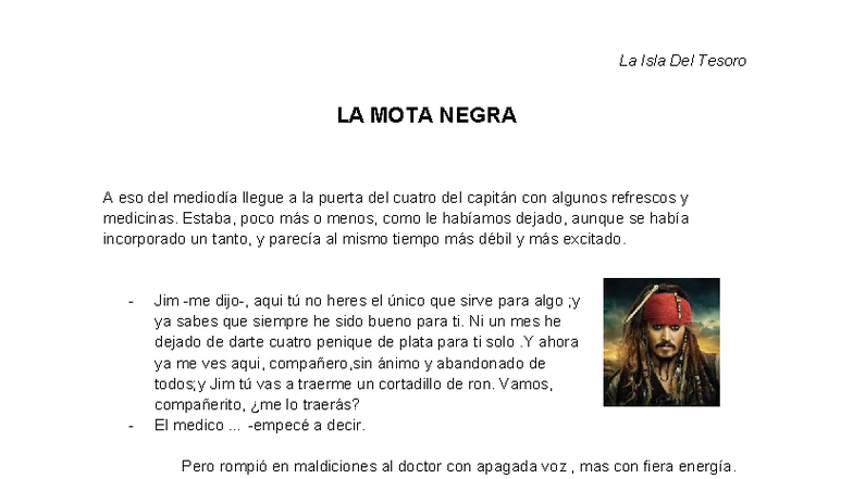 La Isla del Tesoro: La Mota Negra - Análisis de la Escena - Studocu