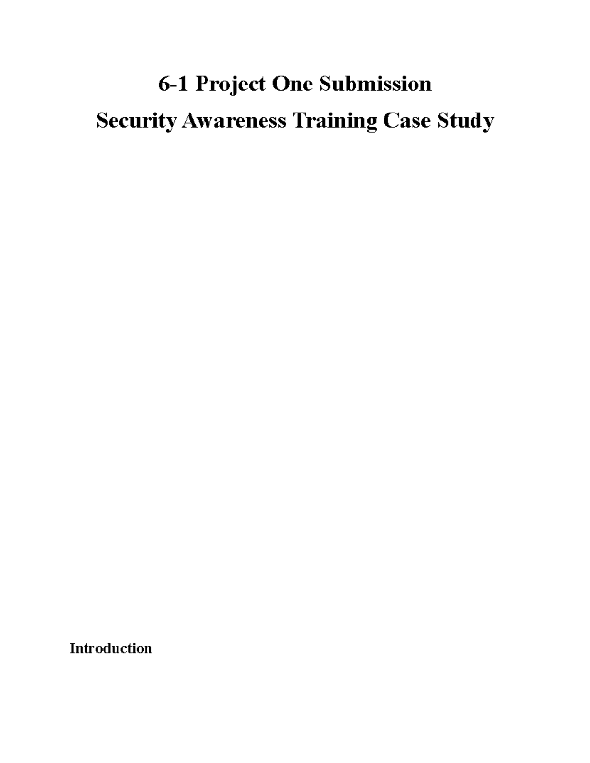 CYB 200 Project One: Security Awareness Training Case Study Analysis ...