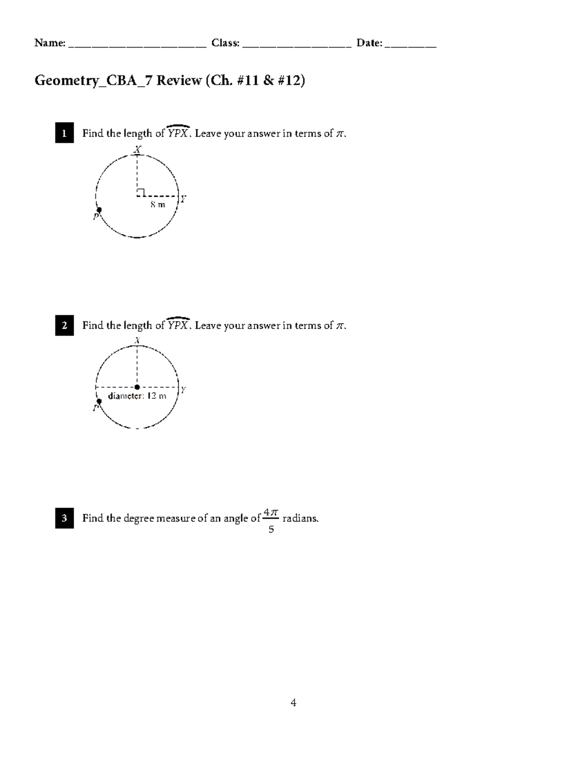 Geometry CBA 7 Review - Exam Prep for Chapters 11 & 12 - Studocu