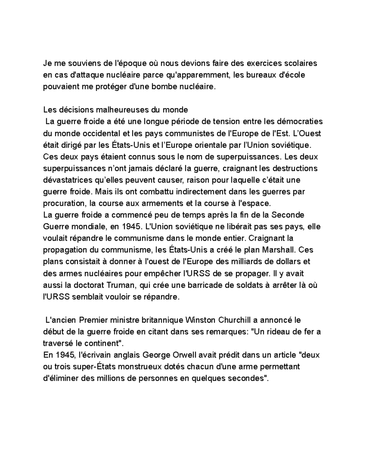 GÉO-210 - Essai sur la guerre froide : Conflits et impacts ...
