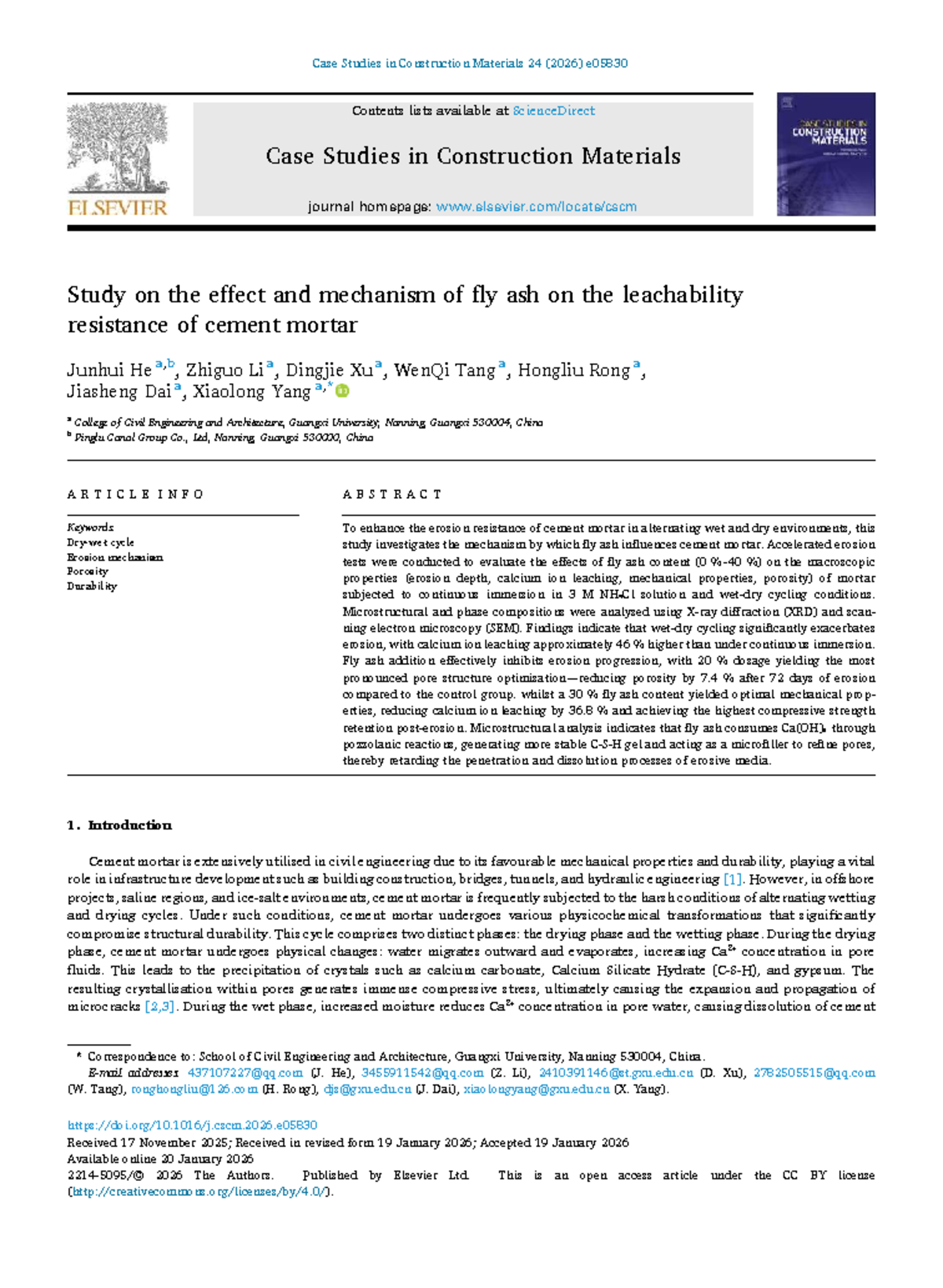 Study on the Effect of Fly Ash on Cement Mortar Leachability Resistance ...