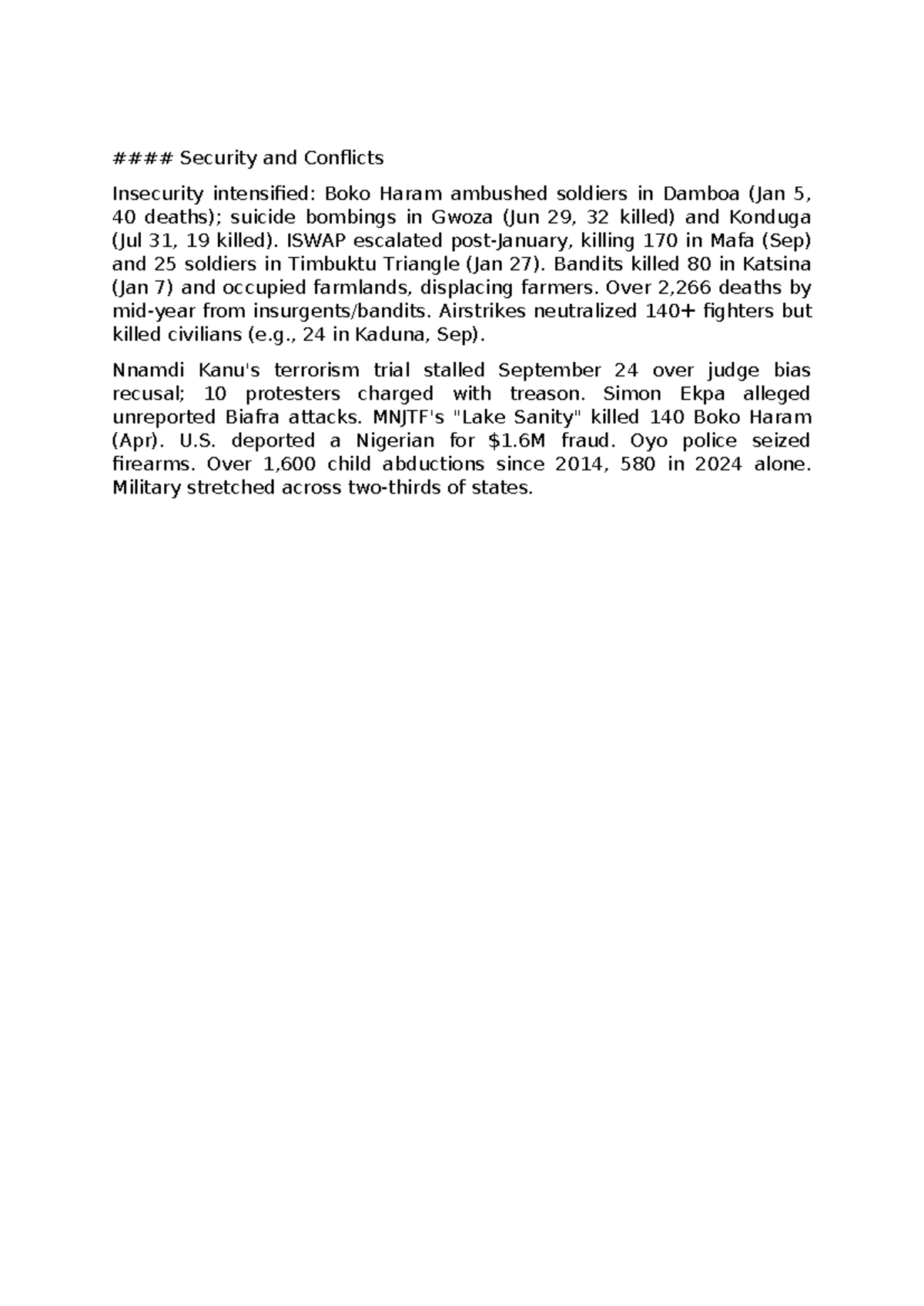 Security and Conflicts: Boko Haram and ISWAP Violence Overview - Studocu