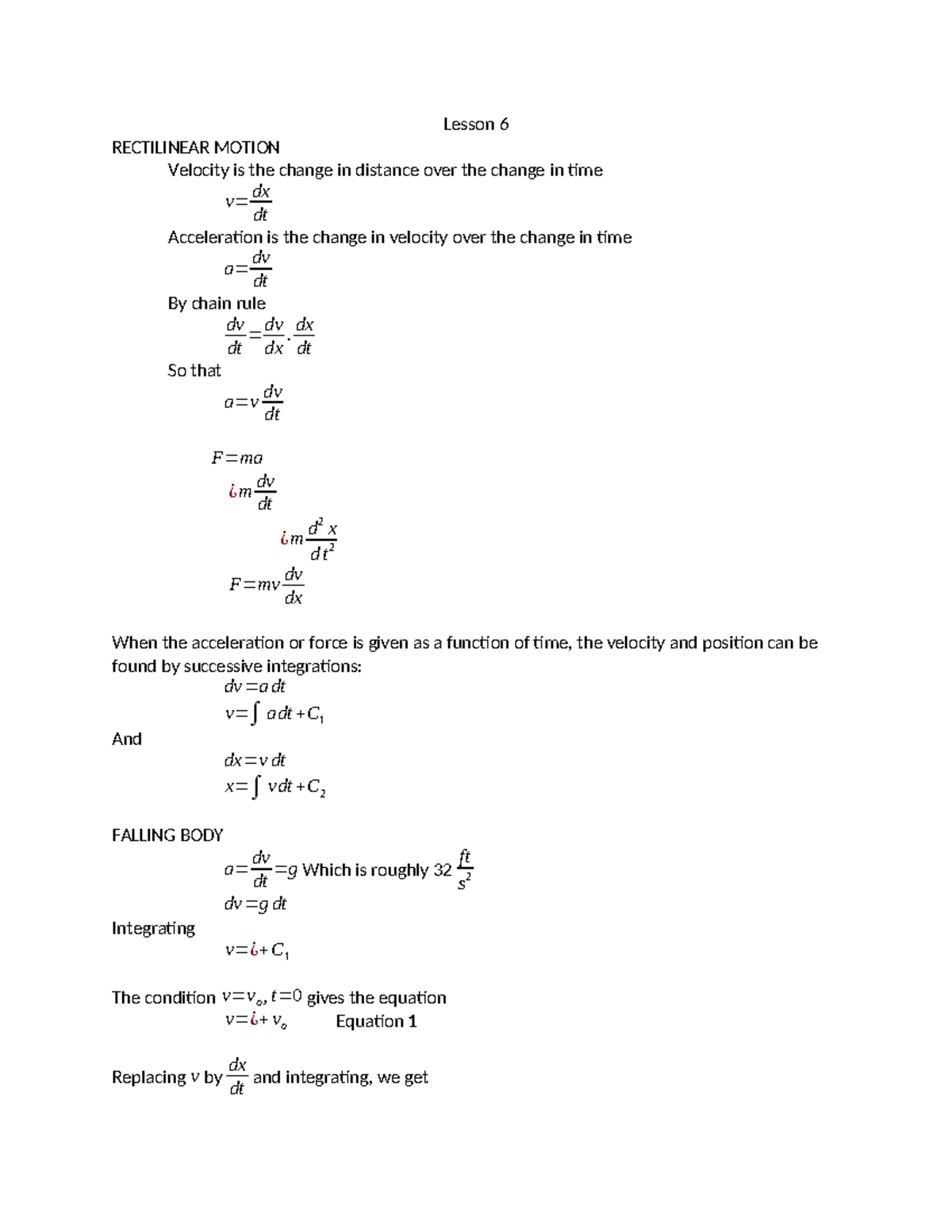 Lecture-7-Applications-Rectilinear-Motion-and-Volume Calculations - Studocu