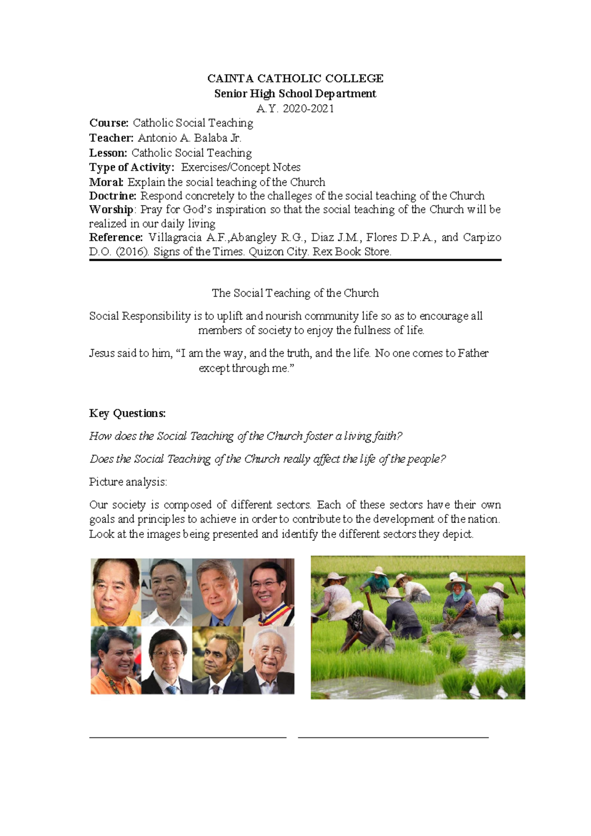 CST Lesson 1: Understanding Catholic Social Teaching Principles - Studocu