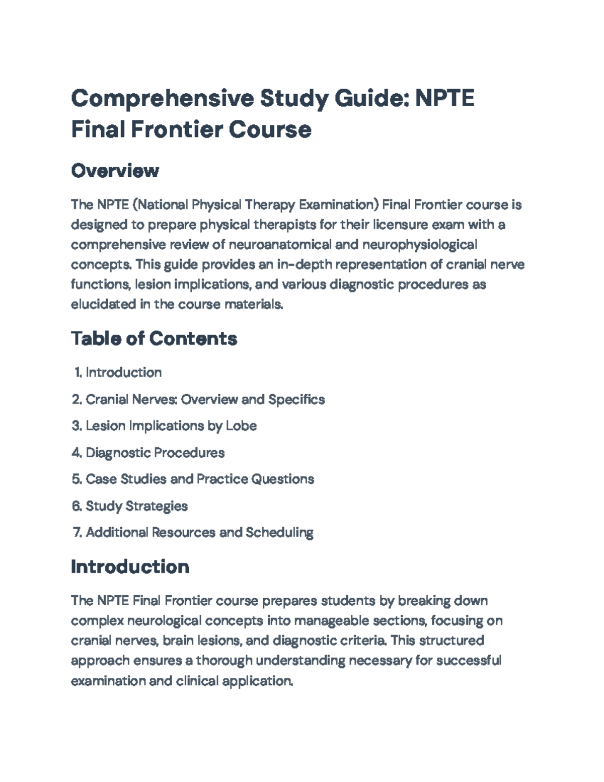 NPTE Final Frontier: Comprehensive Study Guide for Neurological ...