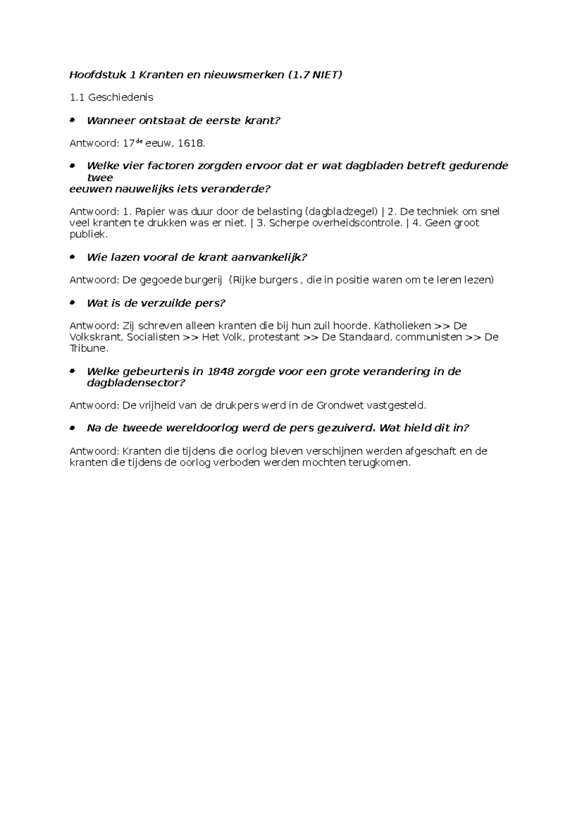 Leerpunten van de communicatiekaart - Hoofdstuk 1 Kranten en ...