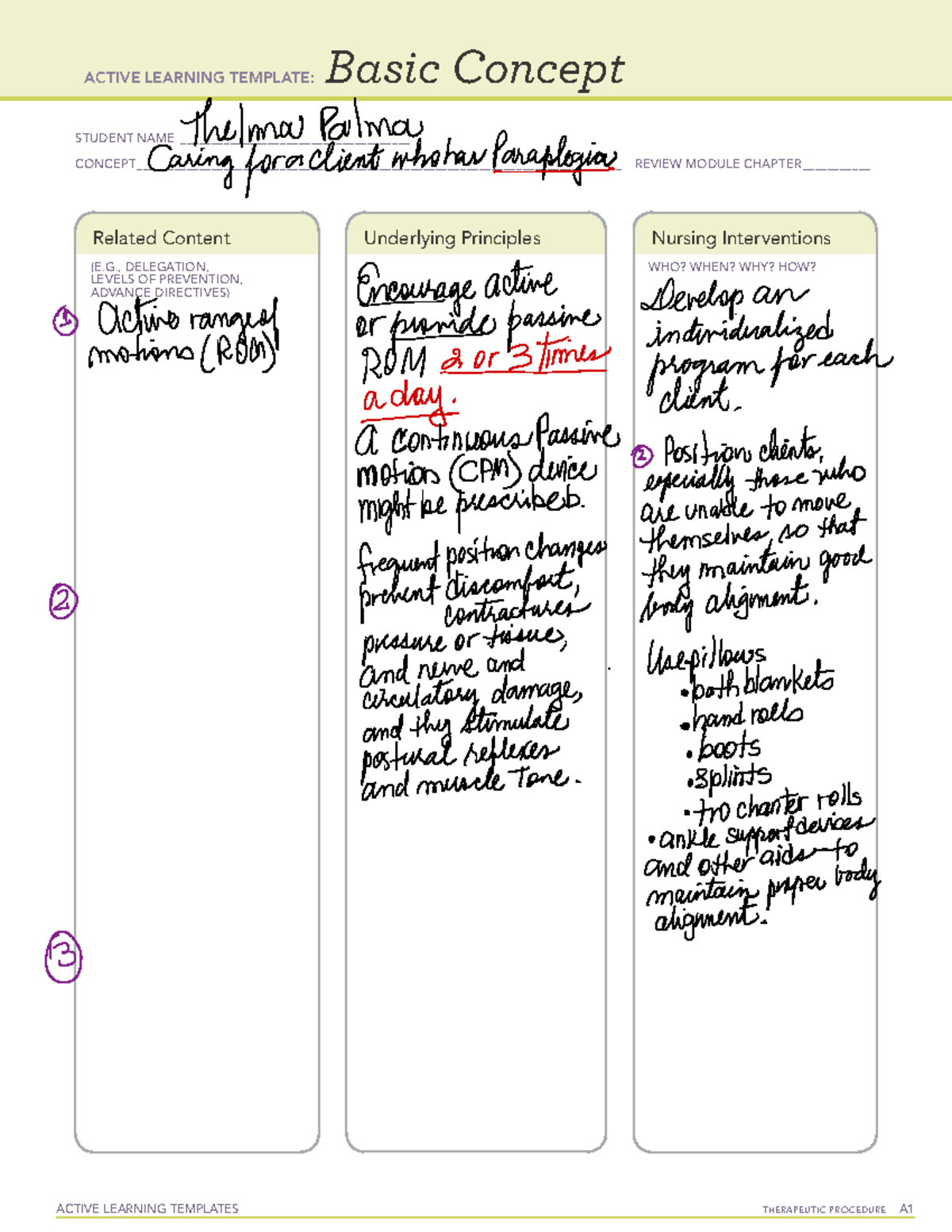 ACTIVE LEARNING TEMPLATE: Paraplegia Care Assignment - Studocu