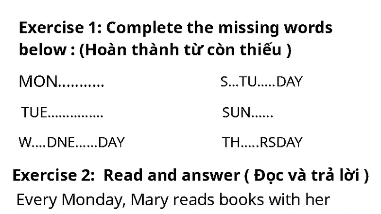 Exercise 1: Fill in the Missing Words (Hoàn thành từ còn thiếu) - Studocu