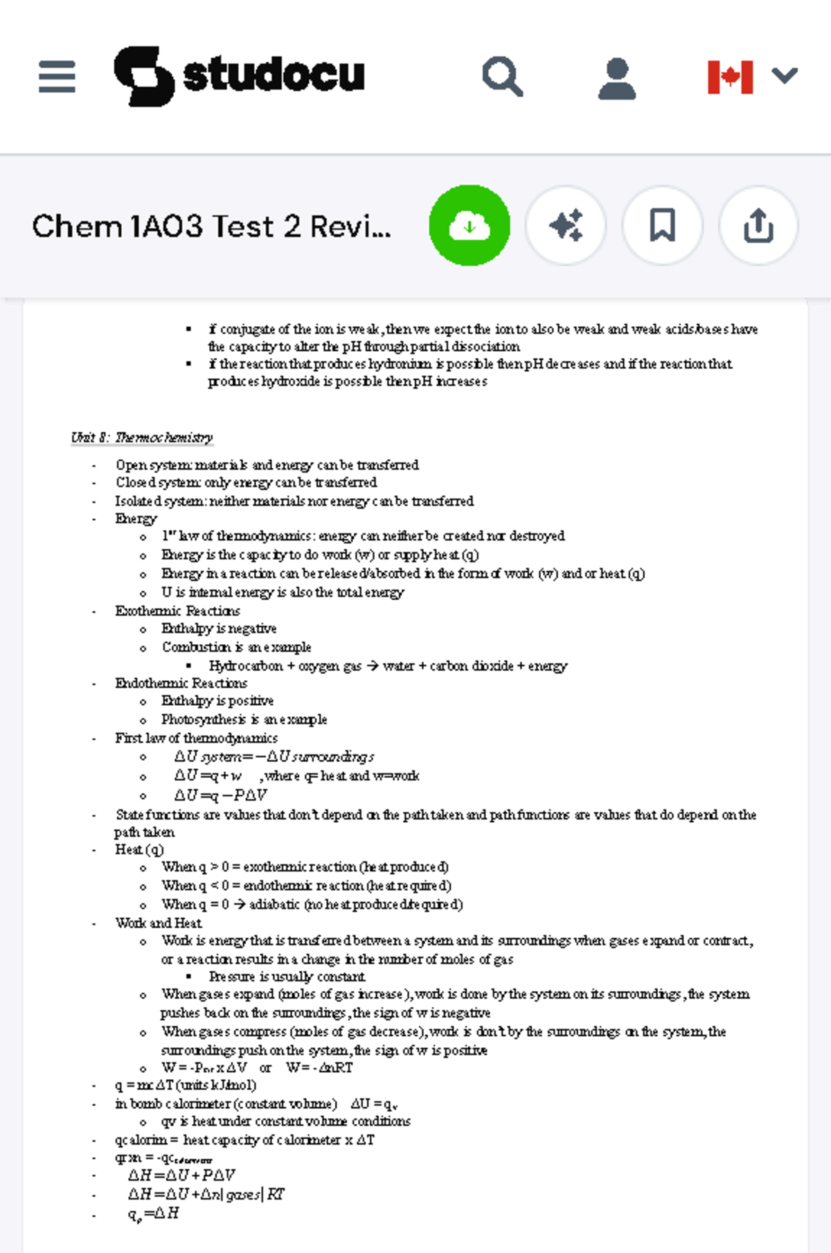 Chem 1A03 Review - Unit 5: Ionization & Thermochemistry Concepts - Studocu