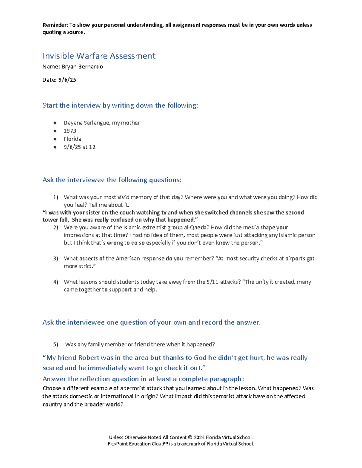 911 Interview Assignment - Flvs - Studocu