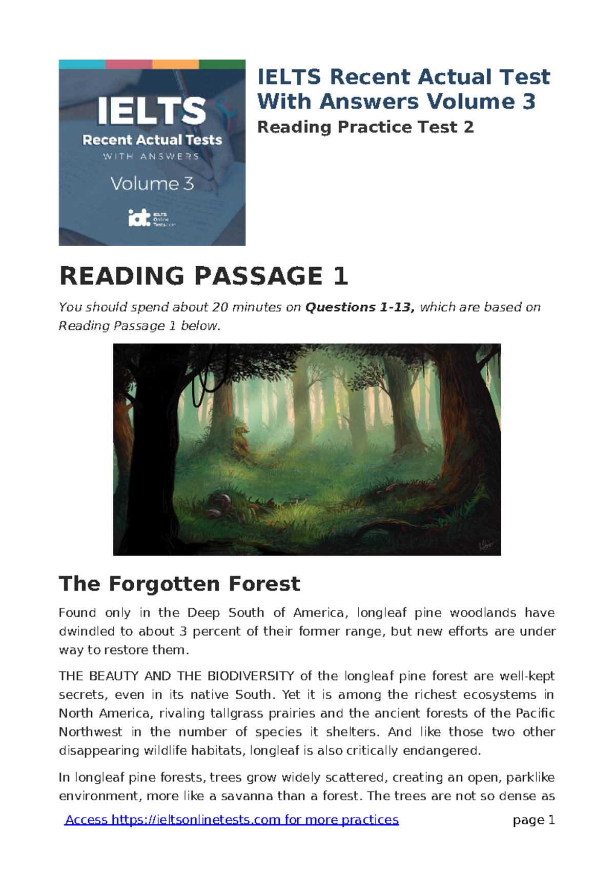 IELTS Reading Practice Test 2: The Forgotten Forest and Storytelling ...