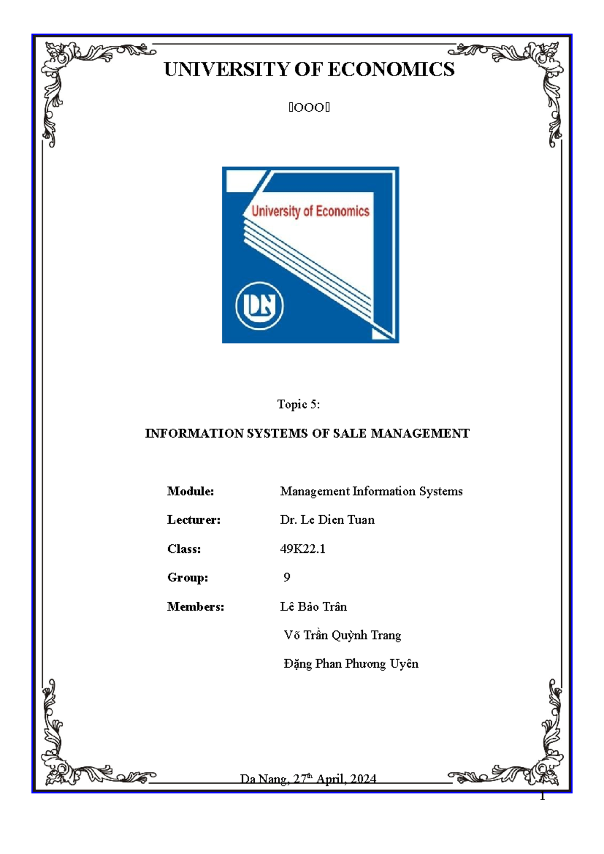 49K22.1 Group 9 Assignment 5: Info Systems in Sales Management - Studocu