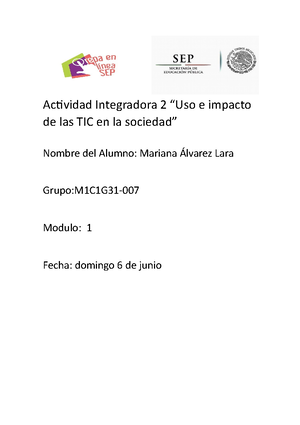 Modulo 2, Semana 2, Actividad 4 - Unidad II. Leer y escribir para aprender Actividad Integradora ...