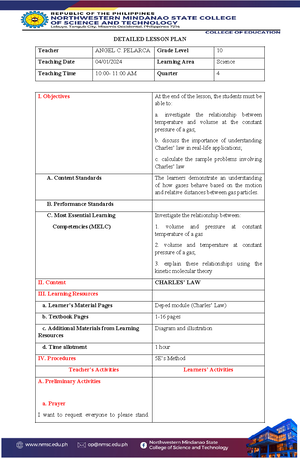 7ES Matter 8 - 7ES - Detailed Lesson Plan Teacher; Hannah Grace V ...