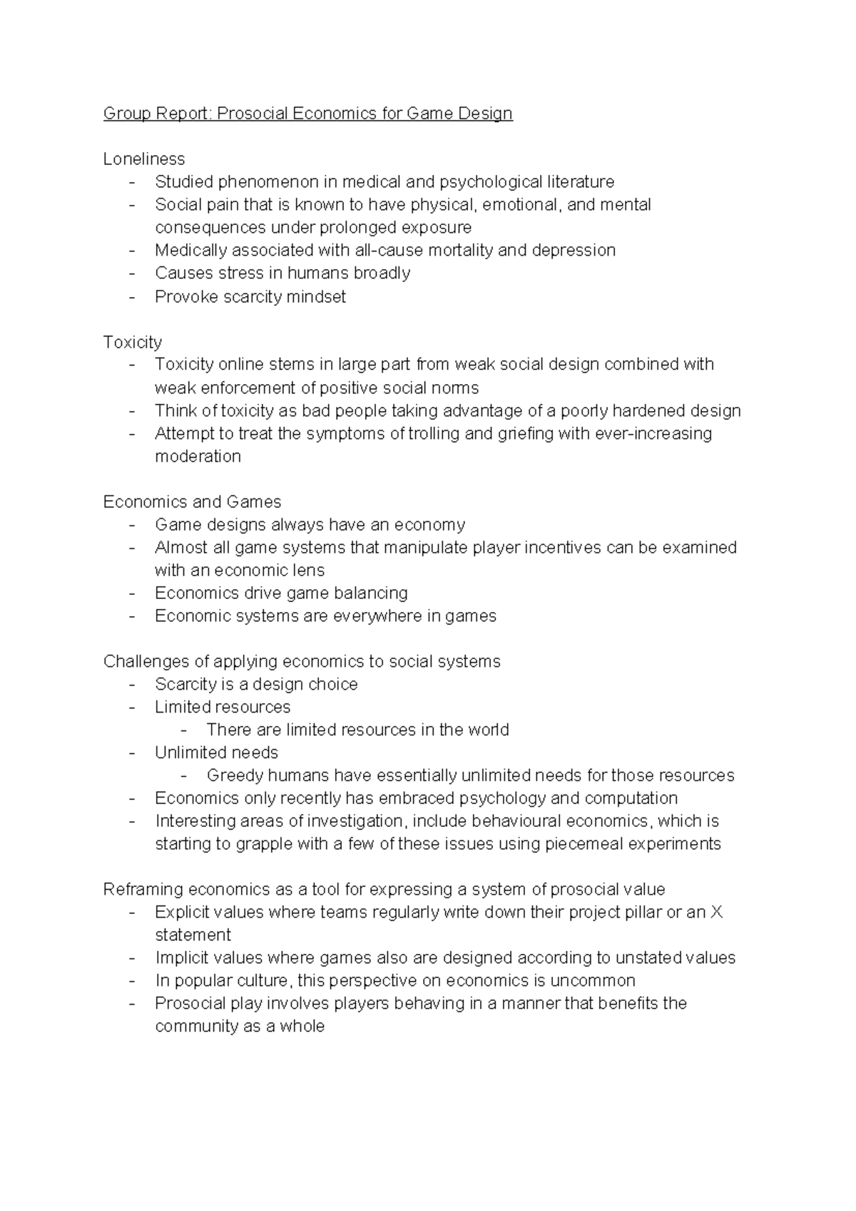 Critical Play Note 12 - Sample notes for Note Taking Week 12 - Group ...