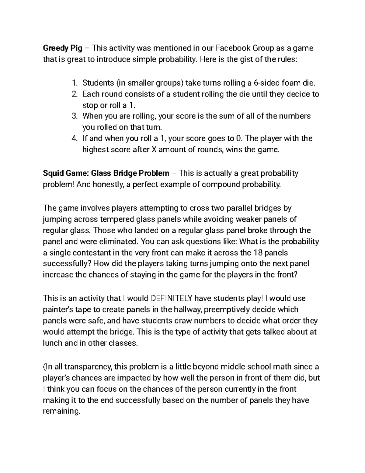 STEM K-12 Probability Activities: Engaging Games & Lessons - Studocu