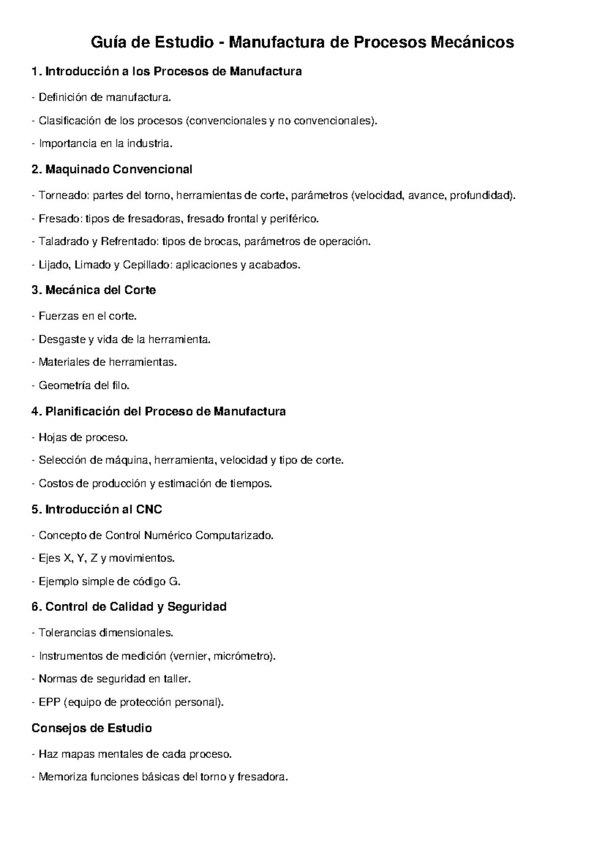 Guía de Estudio: Procesos Mecánicos CECy T 4to - Manufactura y CNC ...