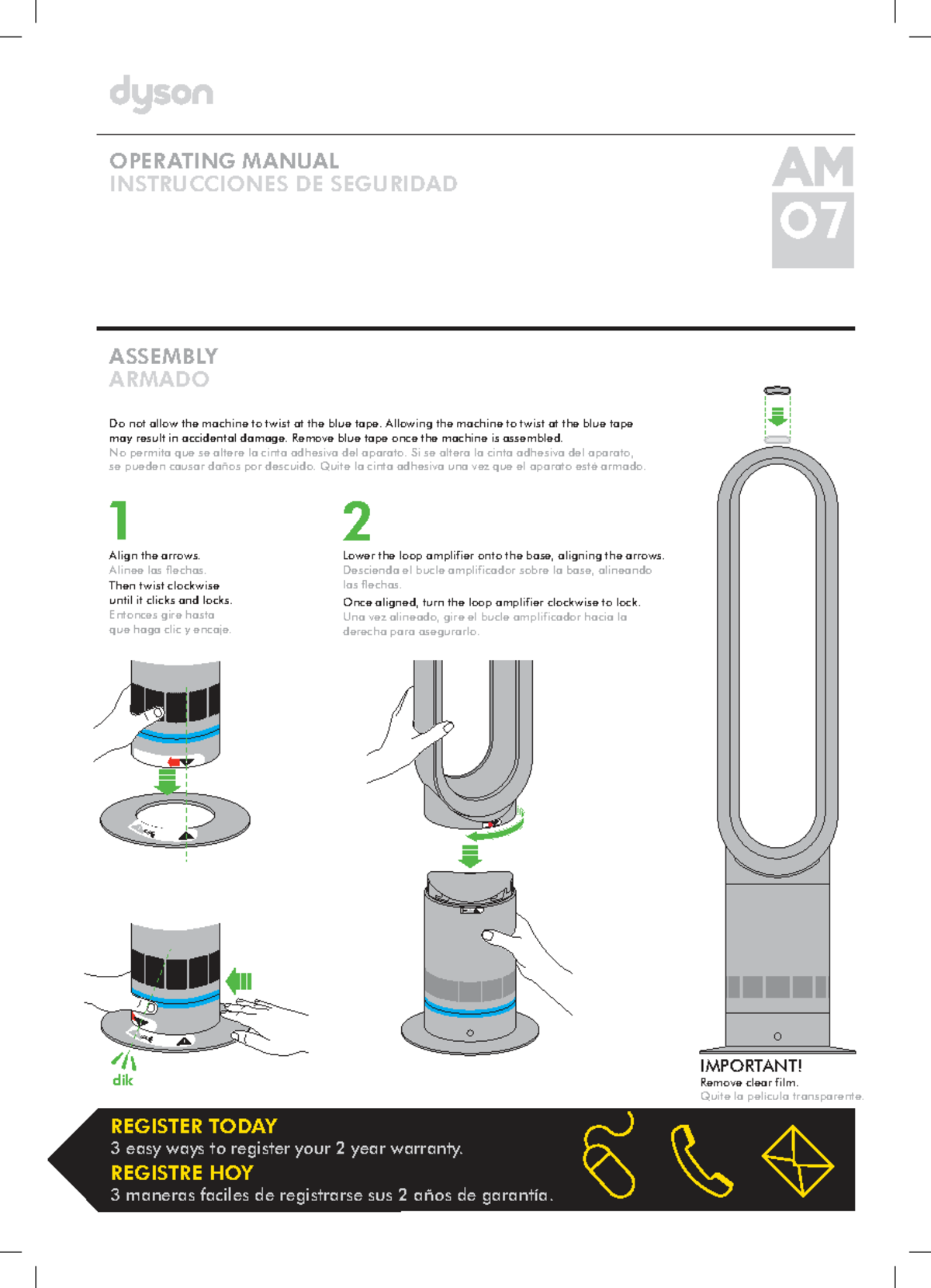 Dyson AM07 Operating Manual: Safety Instructions & Assembly Guide - Studocu