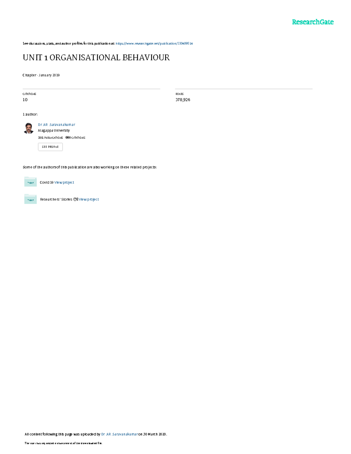 UNIT 1: Understanding Organizational Behavior – Key Concepts and ...