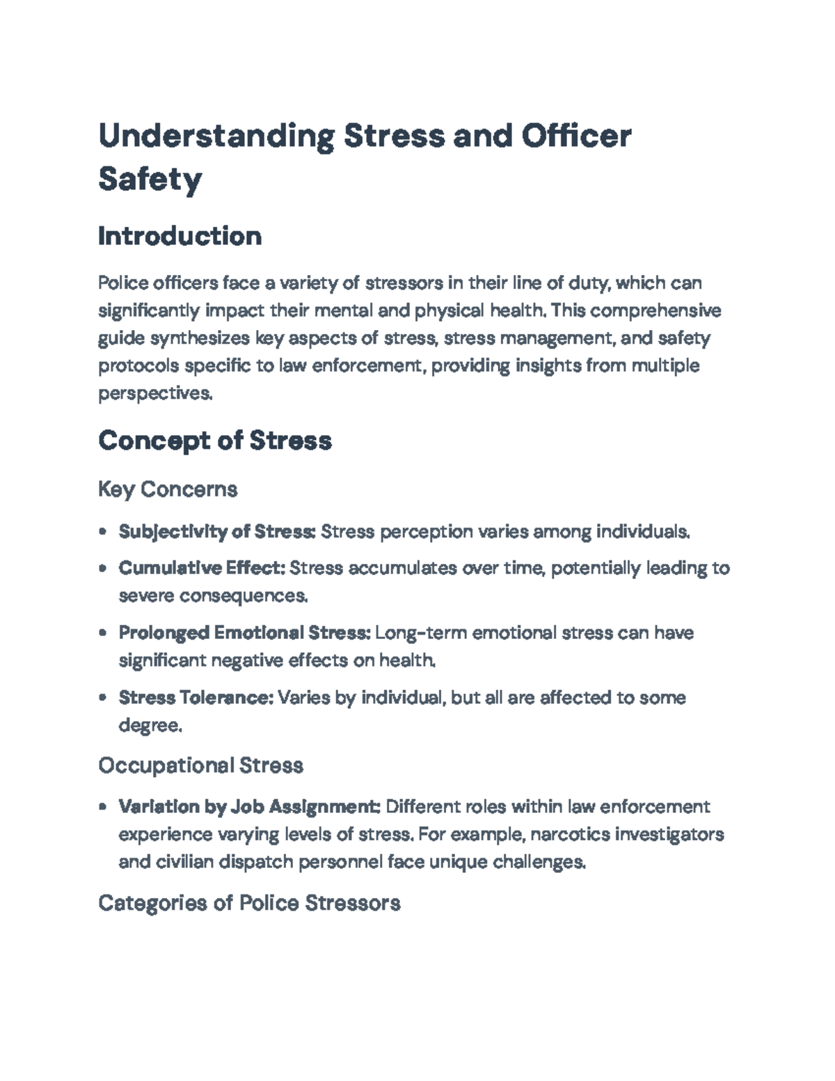 Understanding Stress and Safety Protocols for Police Officers ...