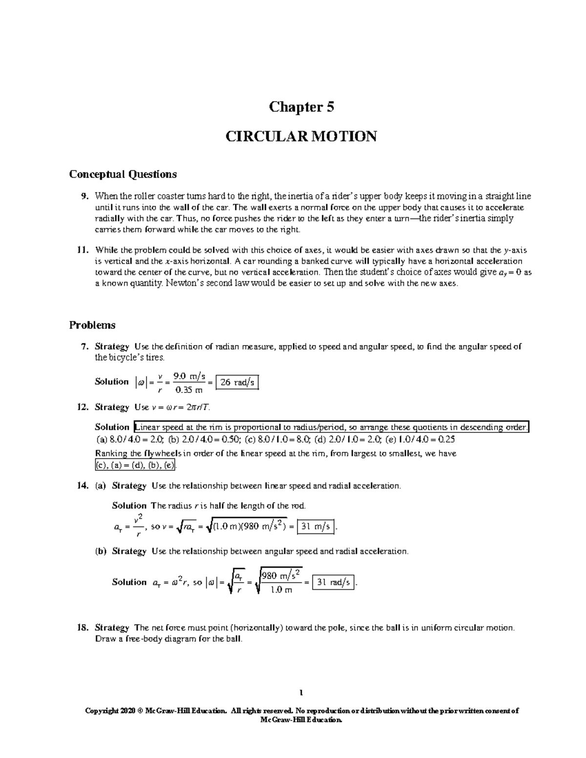 Chapter 05 Solutions: Conceptual Questions on Circular Motion - Studocu