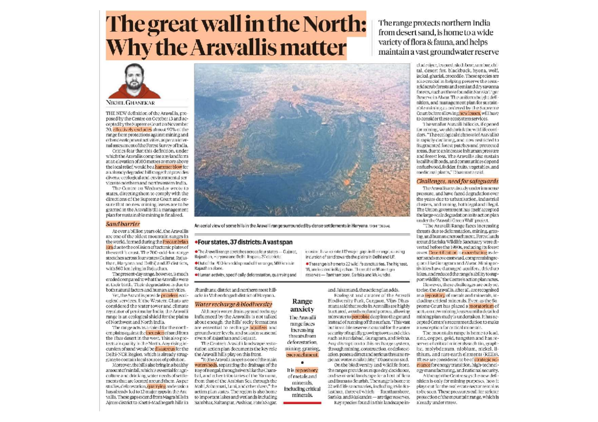 The Aravalli Range: Ecological Importance and Conservation Challenges ...