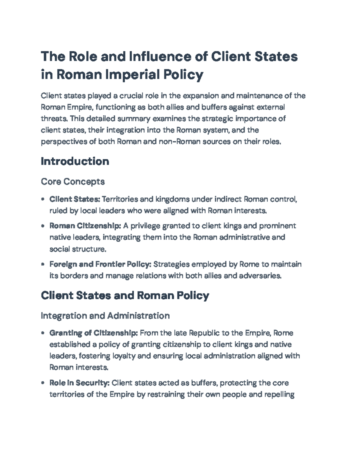 The Role of Client States in Roman Imperial Policy: Allies and Buffers ...