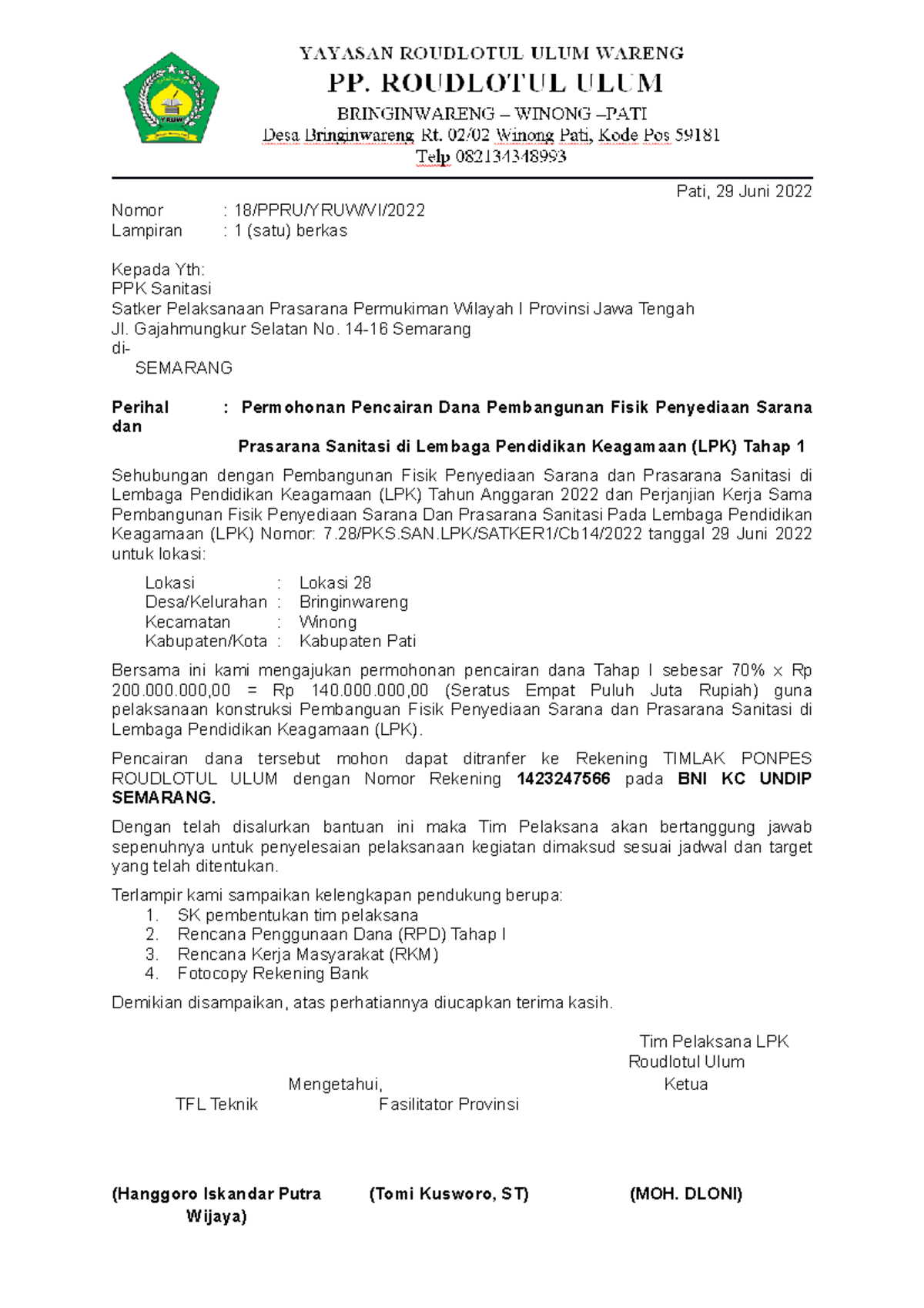 Editan surat - adfadfdfd - KOP LPK Pati, 29 Juni 2022 Nomor : 18/PPRU ...